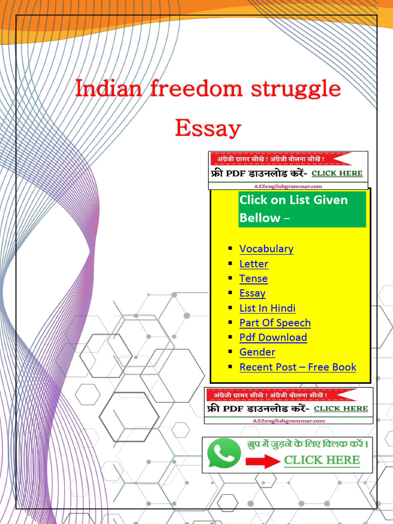 Indian Freedom Struggle Essay | PDF | English Grammar | Grammatical Tense