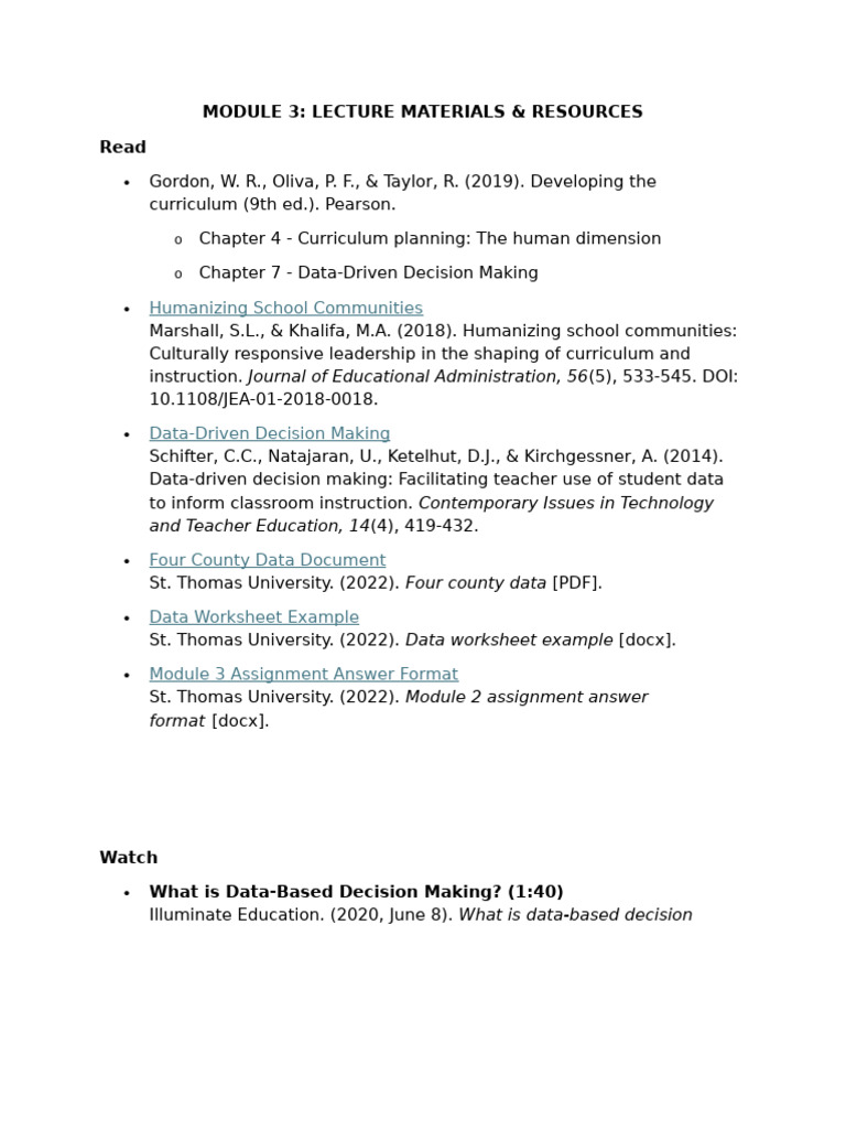 Module 3 Lecture Materials and Resources | PDF | Behavior Modification ...