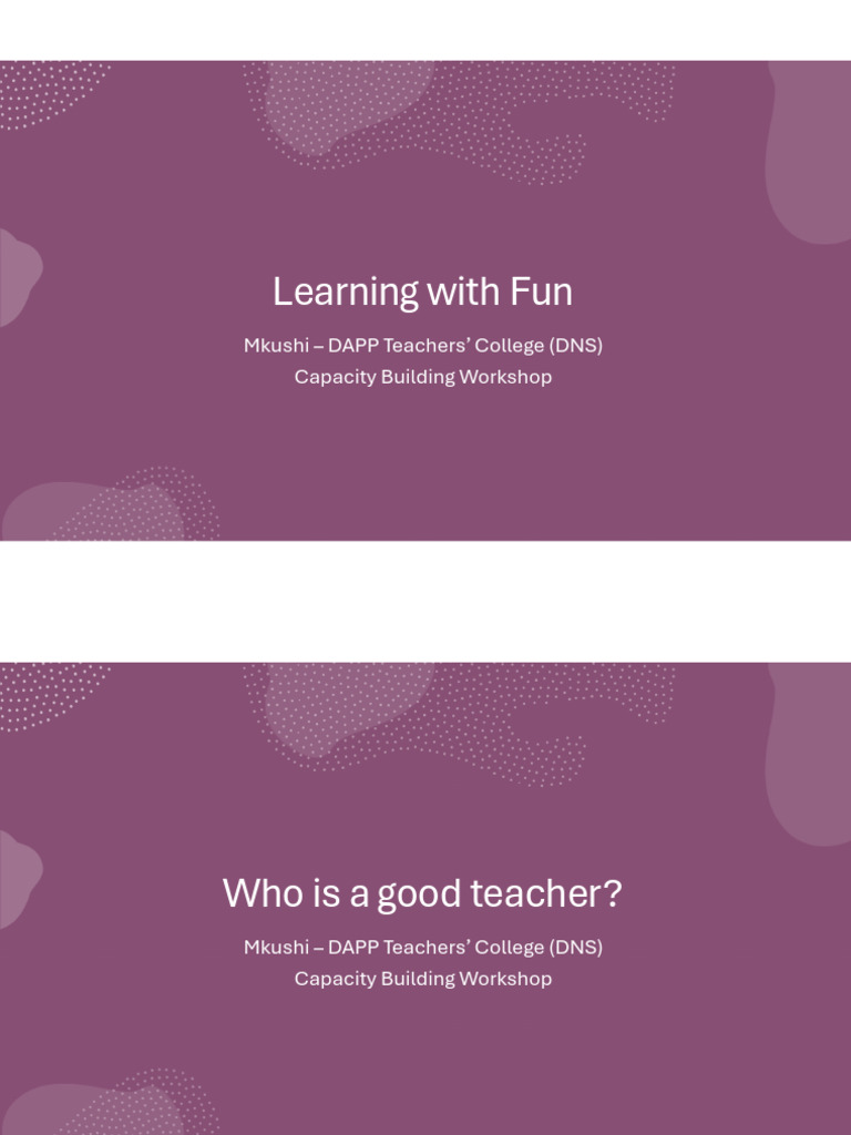 Learning With Fun - Future Teachers One-Week Training | PDF | Memory ...