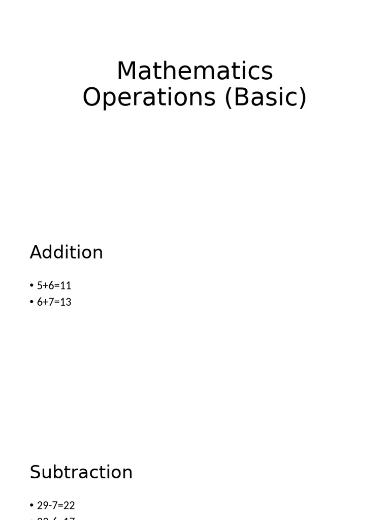 Mathematics Operations (Basic) | PDF