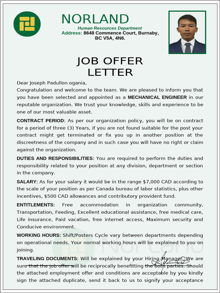 Norland Limited Offer Letter | PDF