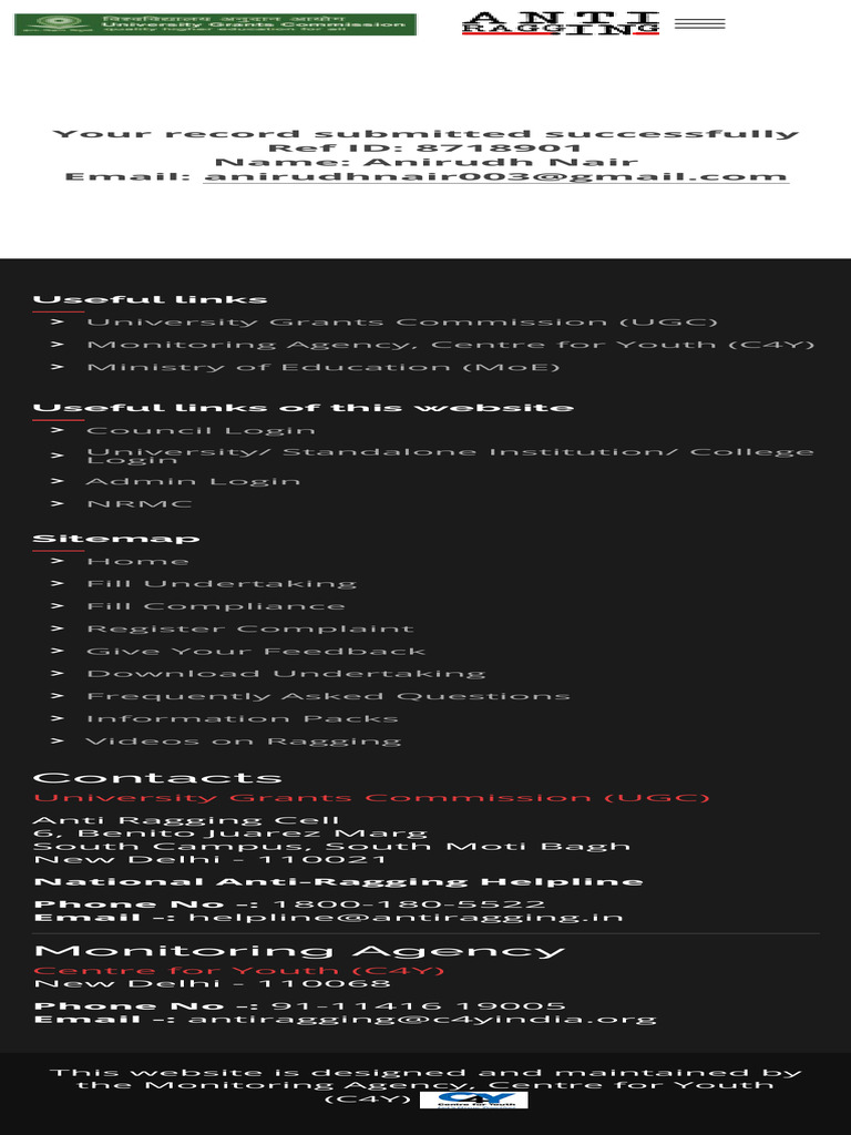 Anti Ragging Ragging in College Anti Ragging Affidavit | PDF