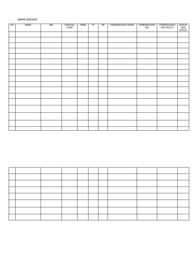 Format Pemeriksaan Penjaringan | PDF