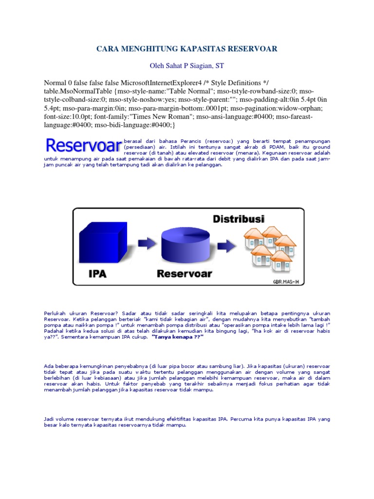 Cara Menghitung Kapasitas Reservoar | PDF