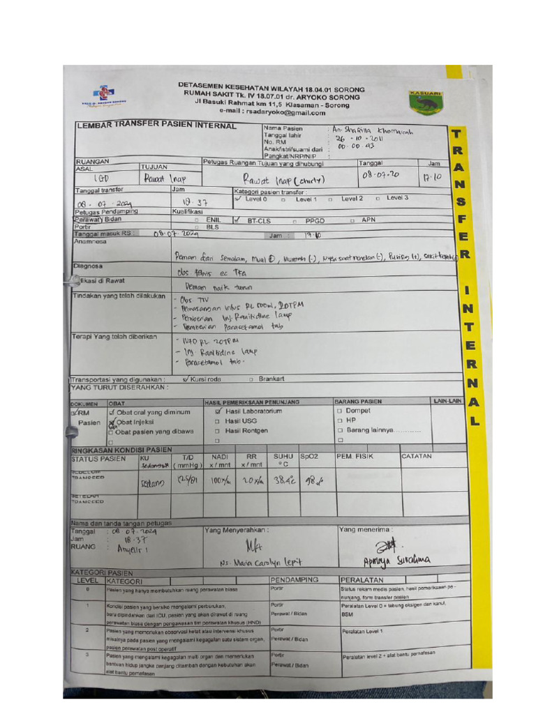 Form Transfer Dari Igd Ke Ranap | PDF