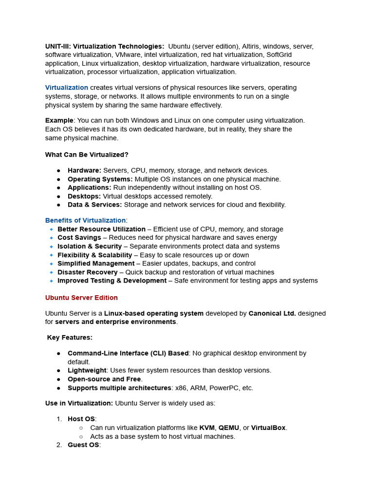 UNIT-III Cloud Computing | PDF | Virtualization | Virtual Machine
