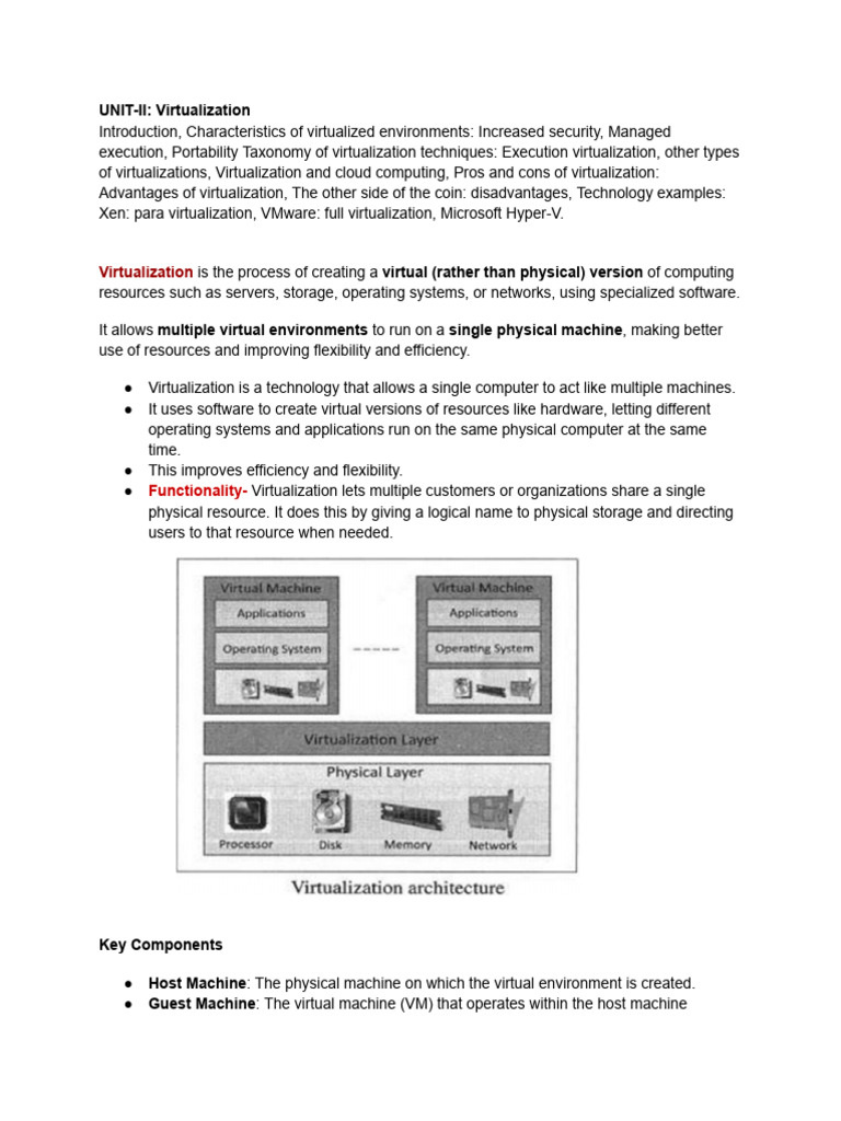 UNIT-II Cloud Computing | PDF | Virtualization | Virtual Machine