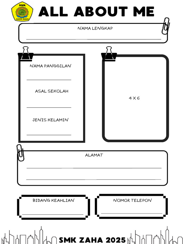 All About Me Worksheet in Monochromatic Simple Style - 20250716 - 072110 - 0000 | PDF