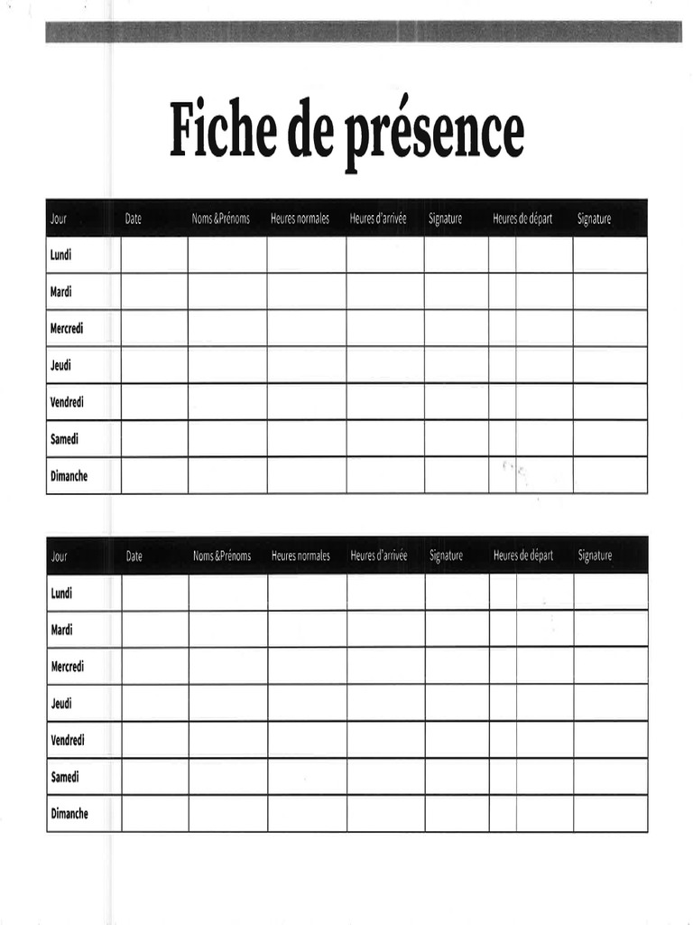 Fiche de Presence | PDF