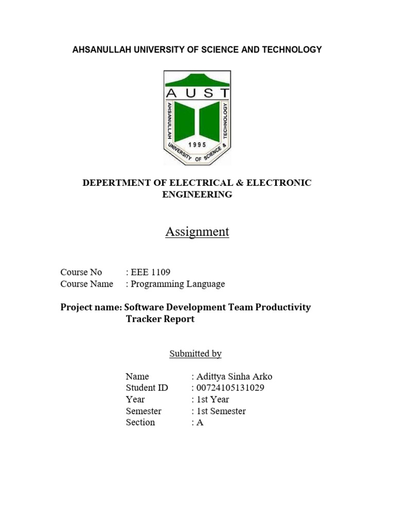 Software Development Productivity Tracker Report | PDF