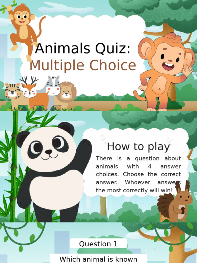 Green Playful Illustrative Animals Quiz Game Presentation | PDF