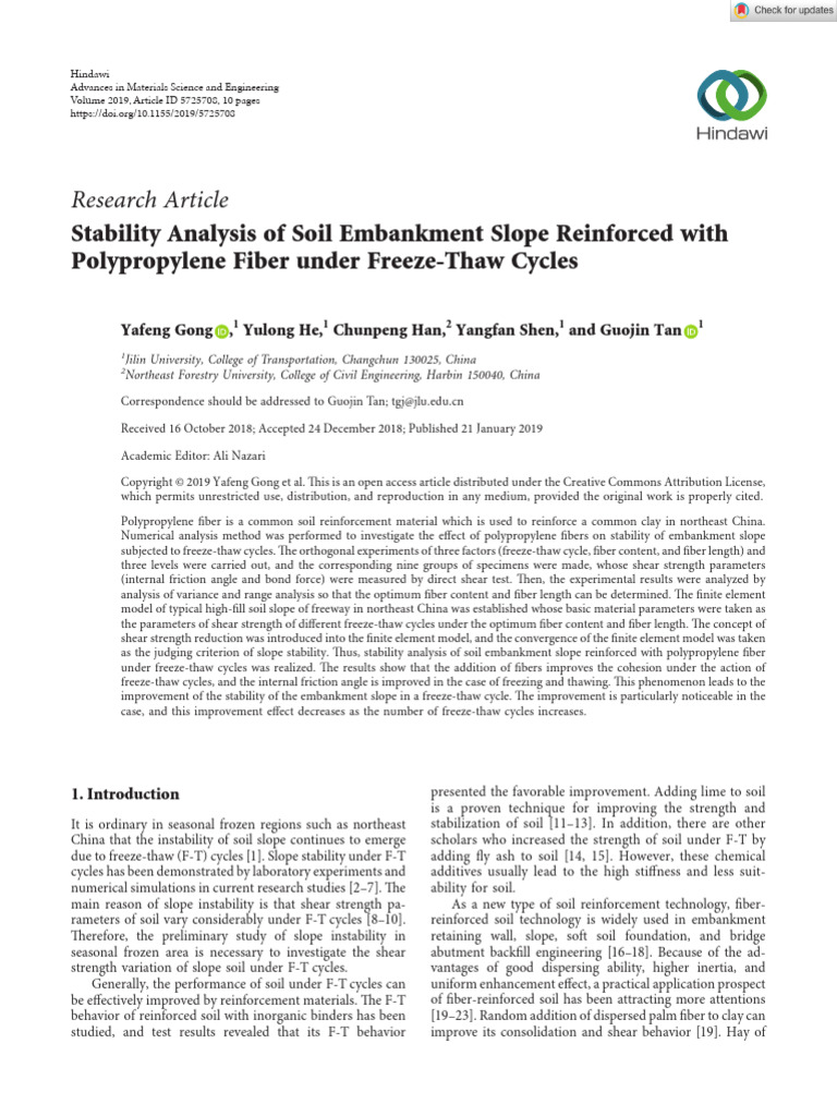Stability Analysis of Soil Embankment Slope Reinforced With ...