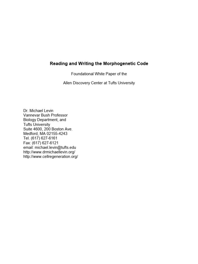 Whitepaper Morphogenetic Fields TUFT | PDF | Morphogenesis | Epigenetics