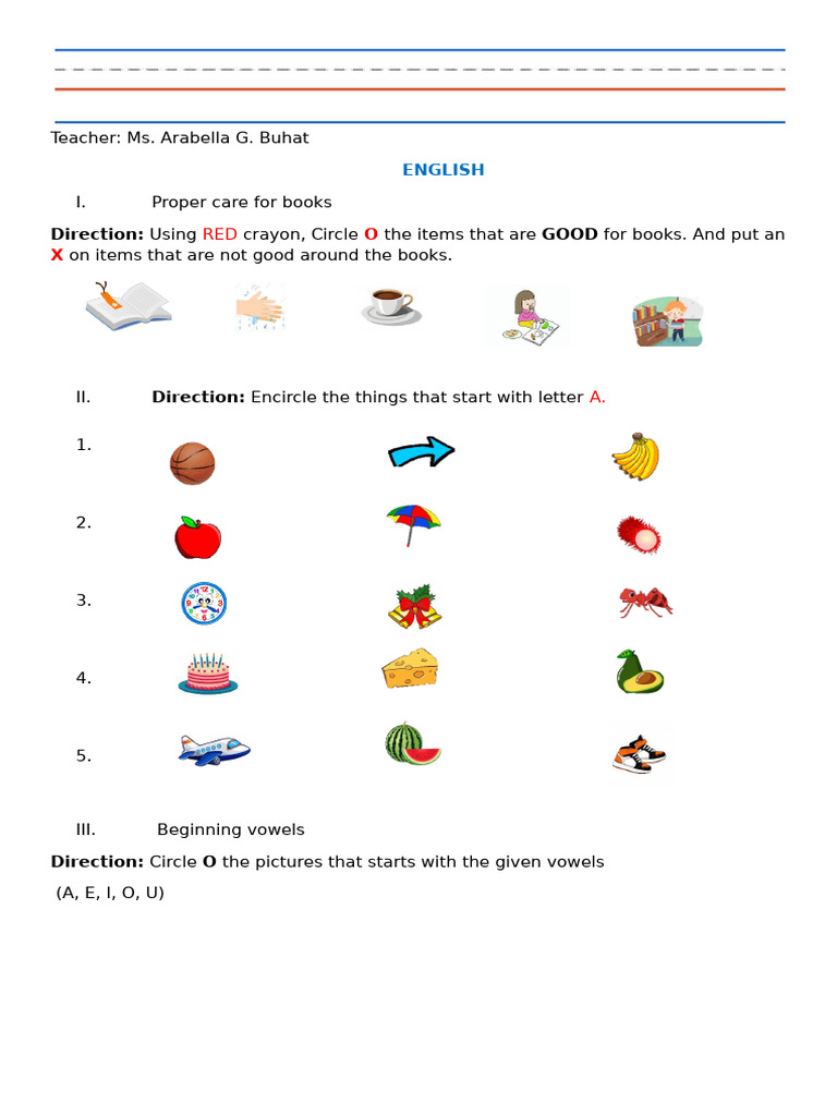 K-2 First Monthly Exam Reviewer | PDF