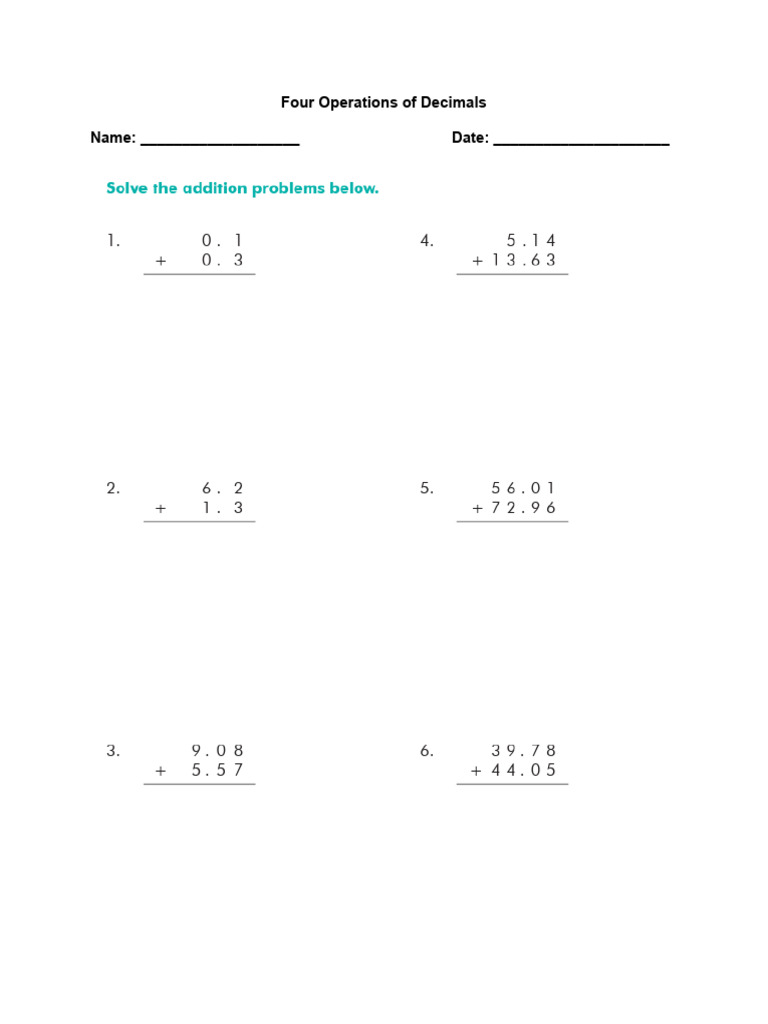 8 Four Operations of Decimals | PDF