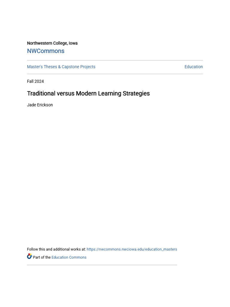 Traditional vs. Modern Learning Strategies | PDF | Teachers | Learning