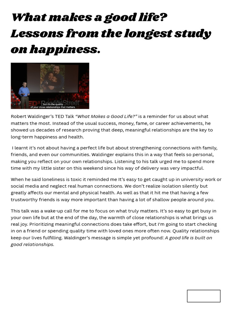 Happiness Study-Zaina Ali | PDF