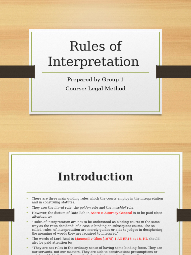 Statutory Interpretation Rules Explained | PDF | Plain Meaning Rule ...