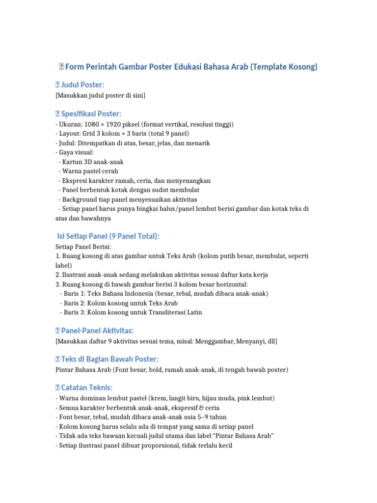 Template Poster Edukasi Bahasa Arab | PDF