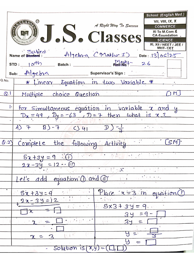 Algebra Paper | PDF