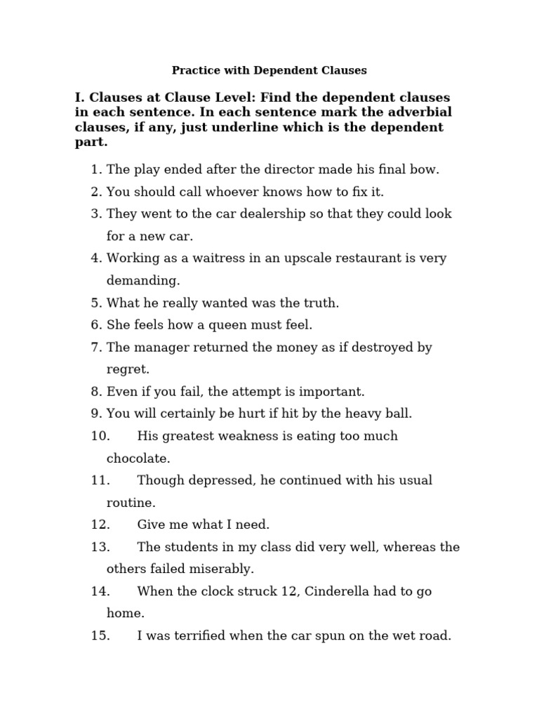 Practice With Dependent Clauses Gramatica 2 | PDF
