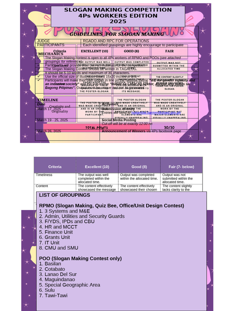 Slogan Contest for 4Ps Workers 2025 | PDF | Chess Openings | Chess