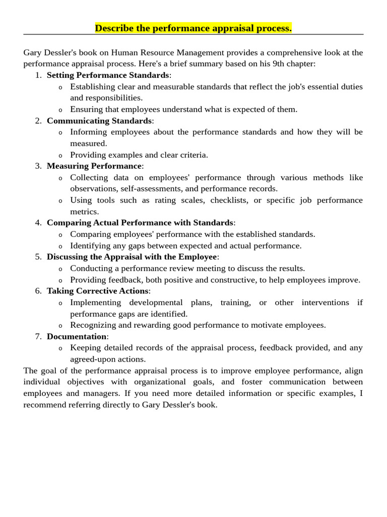 Chapter 9 Question Answers | PDF | Performance Appraisal | Goal Setting