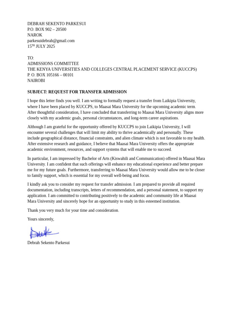Kuccps Letter | PDF