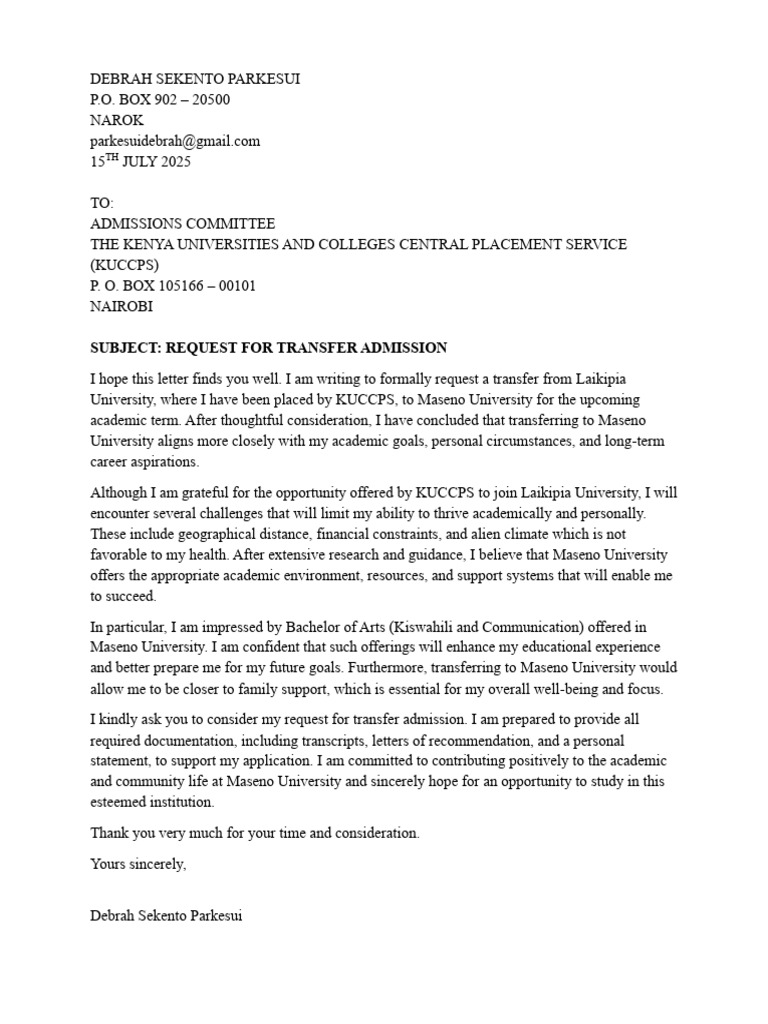Kuccps Letter | PDF