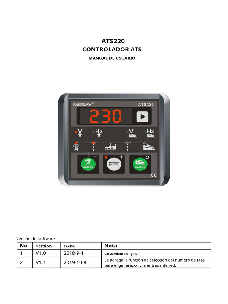 Modulo Transferencia Ats Mebay Ats420 Generador | PDF | Relé | Diodo ...