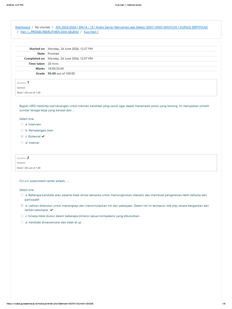 Kuis Hari 1 - Attempt Review | PDF