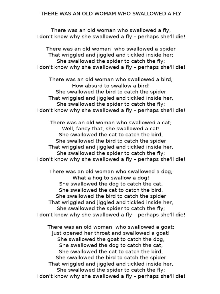 Old Woman Who Swallowed a Fly Poem | PDF | Zoology