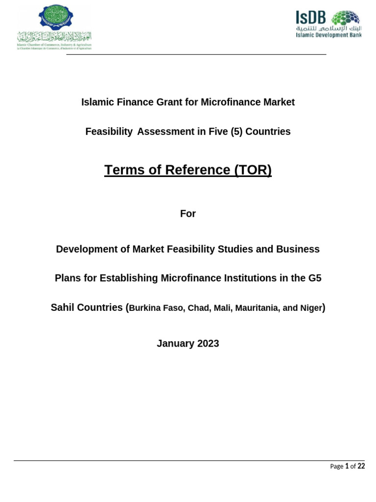 Terms of Reference for the Feasibility Study (1) | PDF | Microfinance | Feasibility Study
