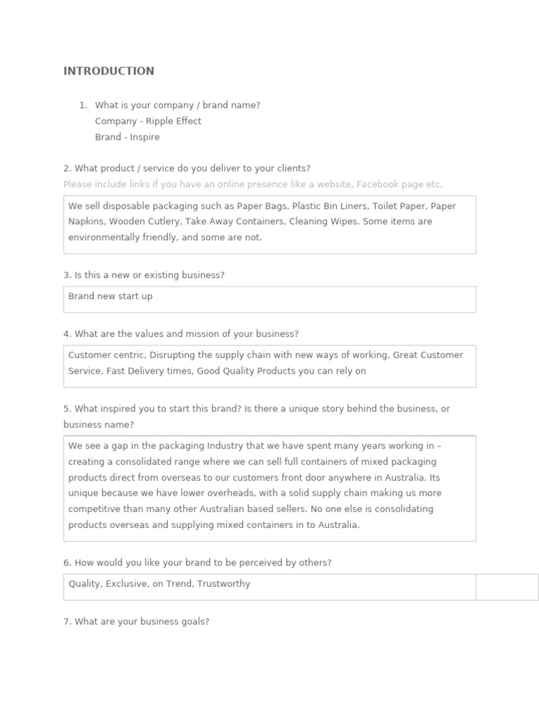 Branding Questionaire Ripple Effect & Inspire | PDF | Brand | Logos