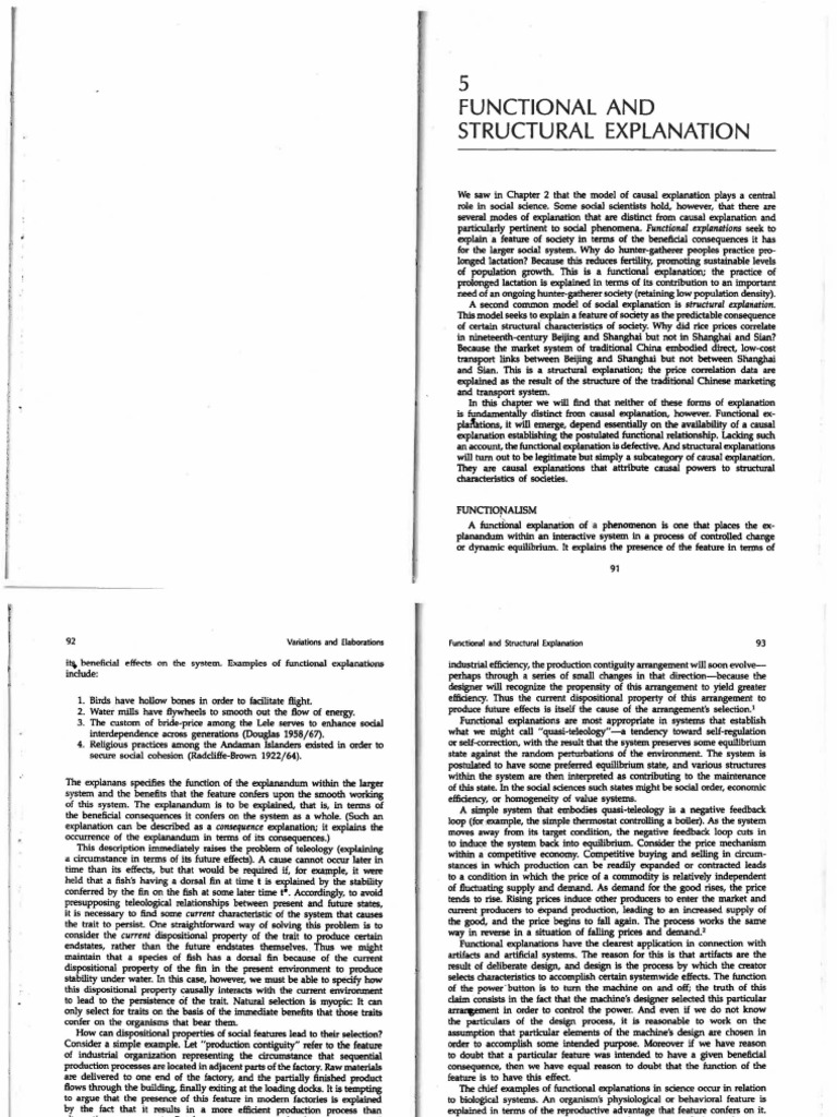 READING 7 Little 1991 Varieties of Social Explanation. Chapter 5 (Functional Explanation) | PDF ...