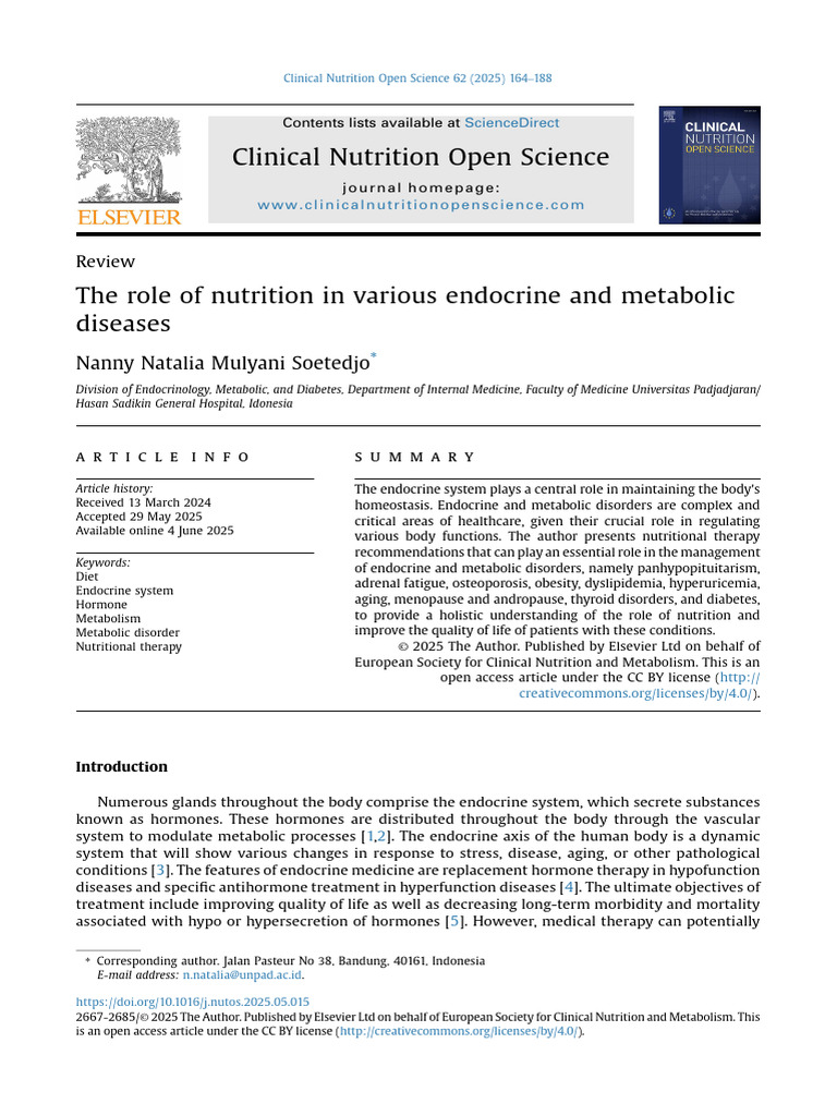 (Endokrin) 2025 The Role of Nutrition in Various Endocrine and ...
