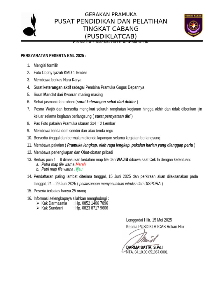 Persyaratan KML 2025 | PDF