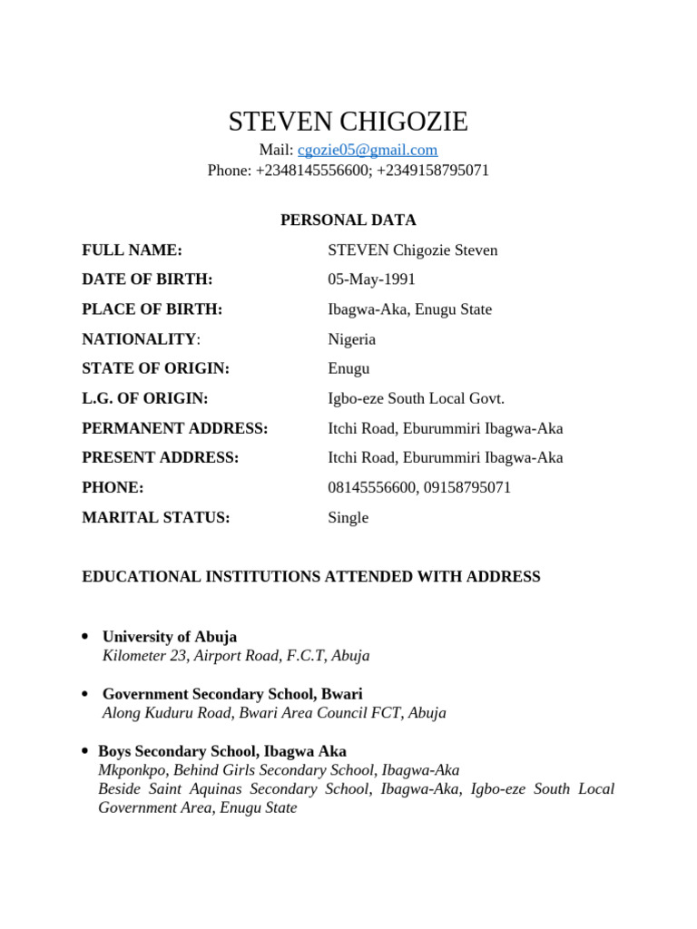 Teaching CV for Nigerian Educators | PDF | Teachers | Learning