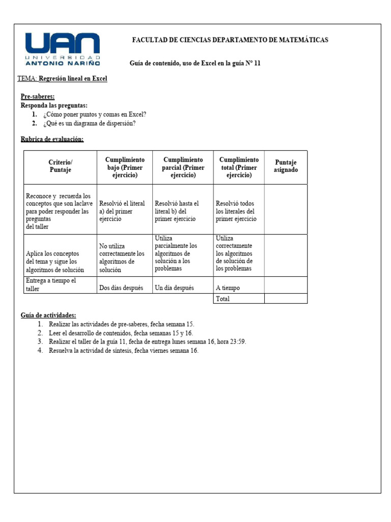 Regresión Lineal Con Excel Pdf Algoritmos Matemáticas 5601