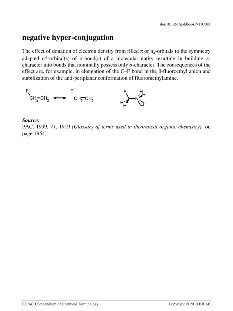 Negative Hyperconjugation | PDF