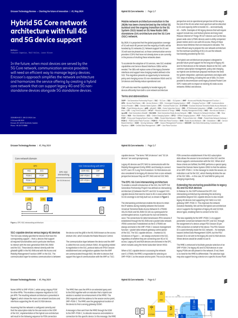 Hybrid 5G Core Network Architecture With Full 4G and 5G Device | PDF ...