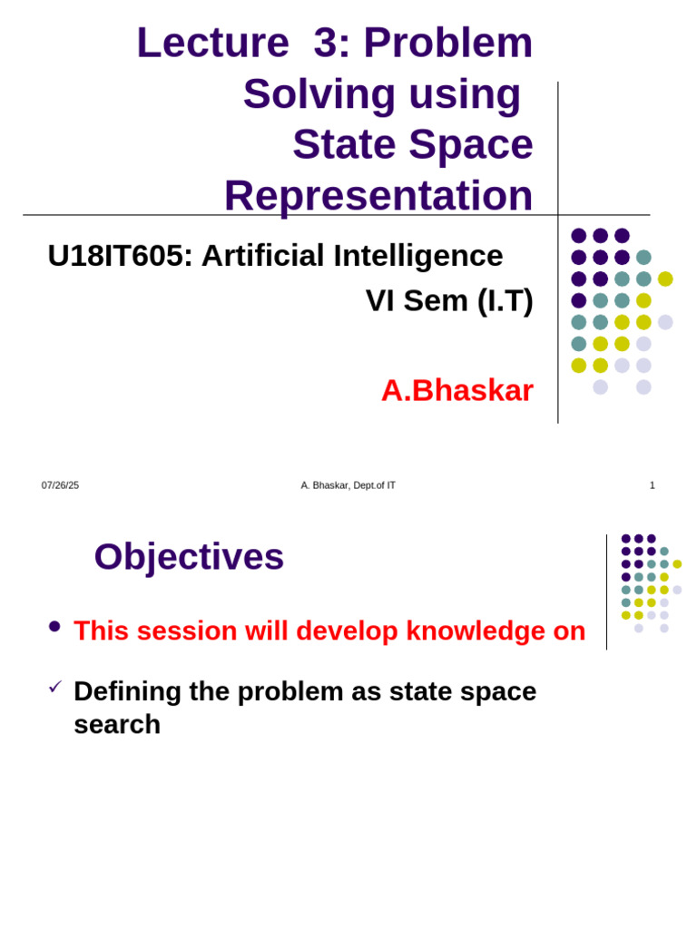 Unit-1 Lecture-2 State Space | PDF | Artificial Intelligence | Intelligence (AI) & Semantics