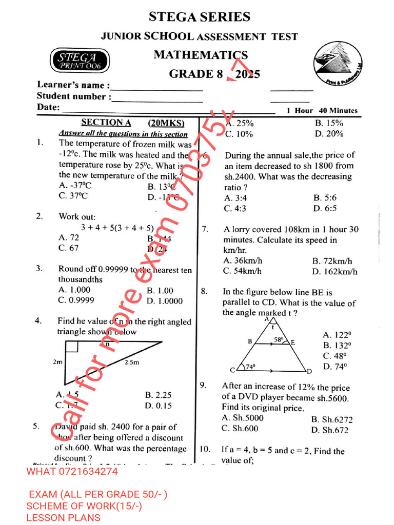 Stega Grade 8 Maths0123 - Sign | PDF
