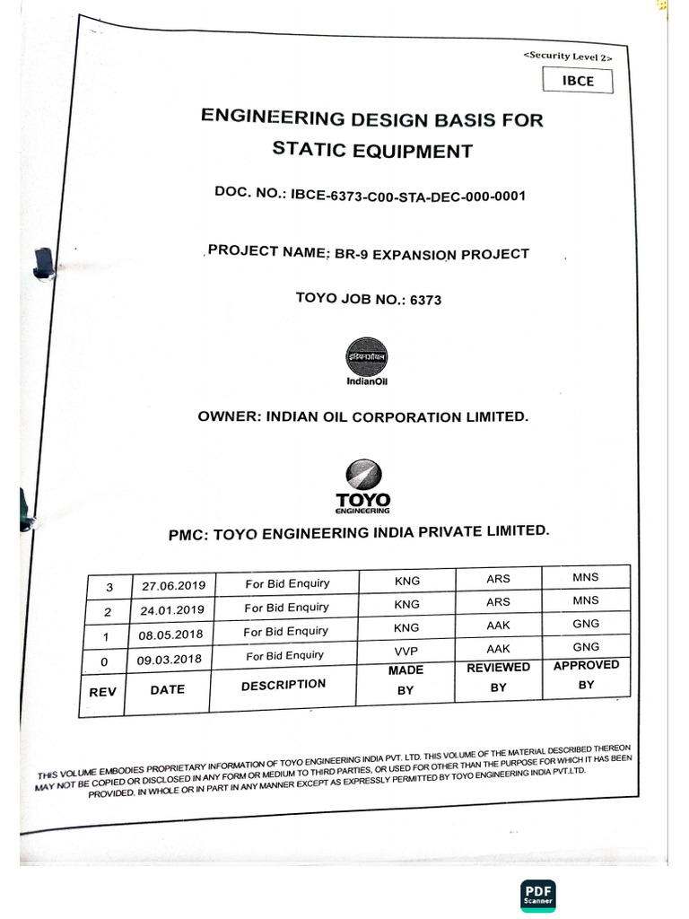 Engineering Design Basis Toyo | PDF