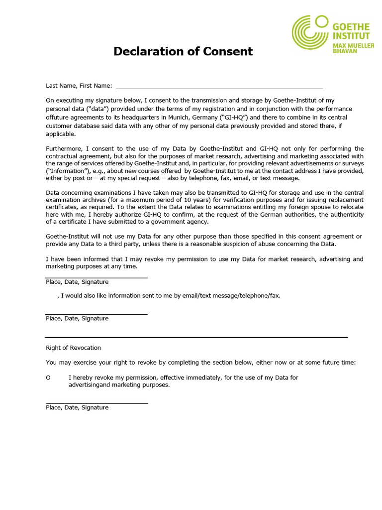 Consent Declaration for Data Use | PDF | Travel Visa | Data