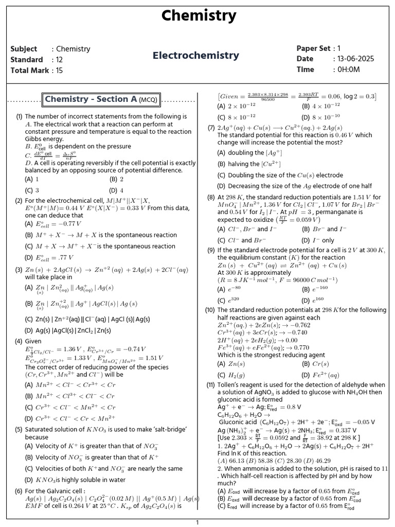 Electrochemistry 1749794653 | PDF | Electrochemistry | Physical Sciences