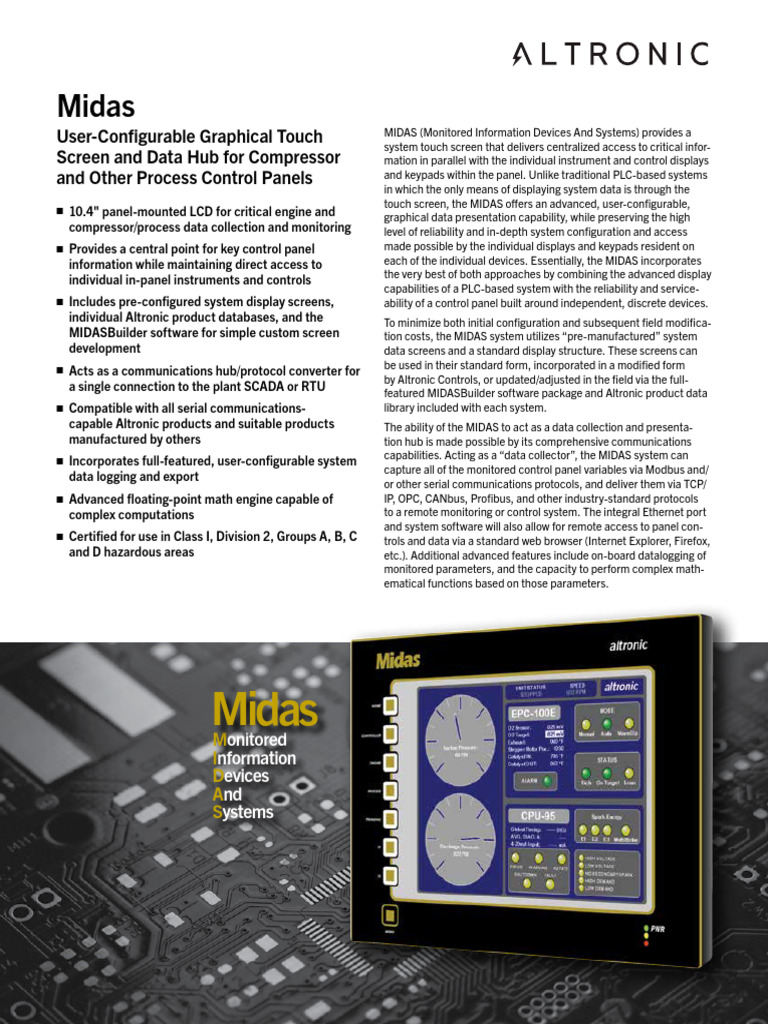 Midas Touch Screen and Data Hub Brochure | PDF | Internet | Computer ...