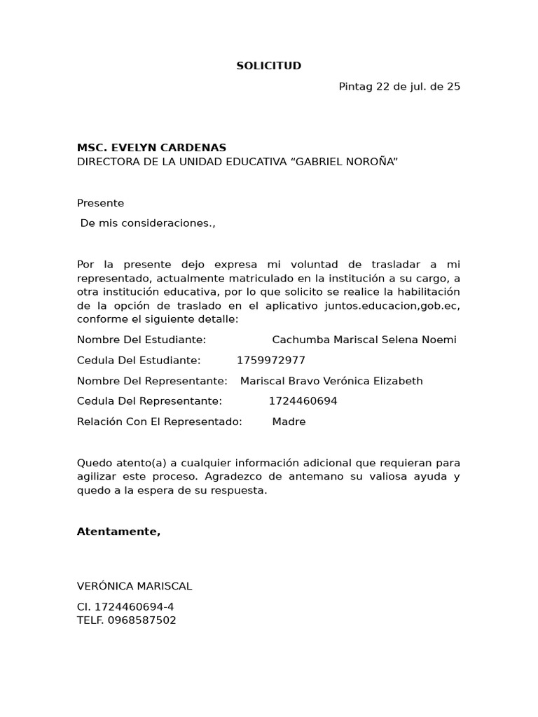 SOLICITUD Trsalados | PDF