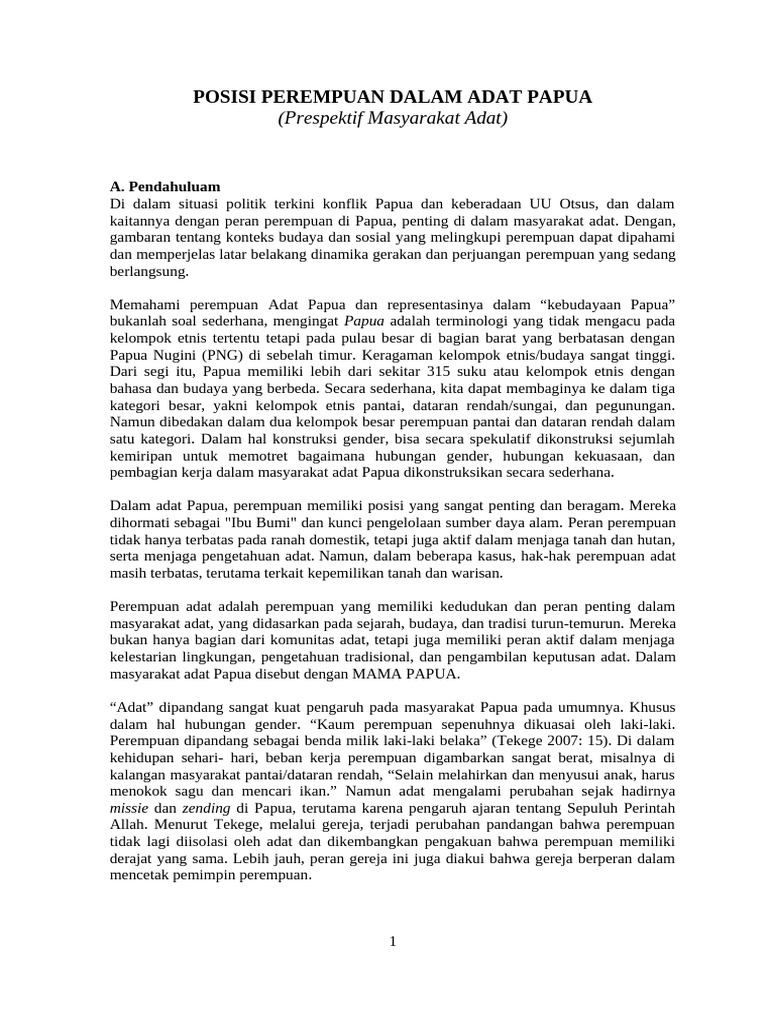 Peran Perempuan dalam Adat Papua | PDF