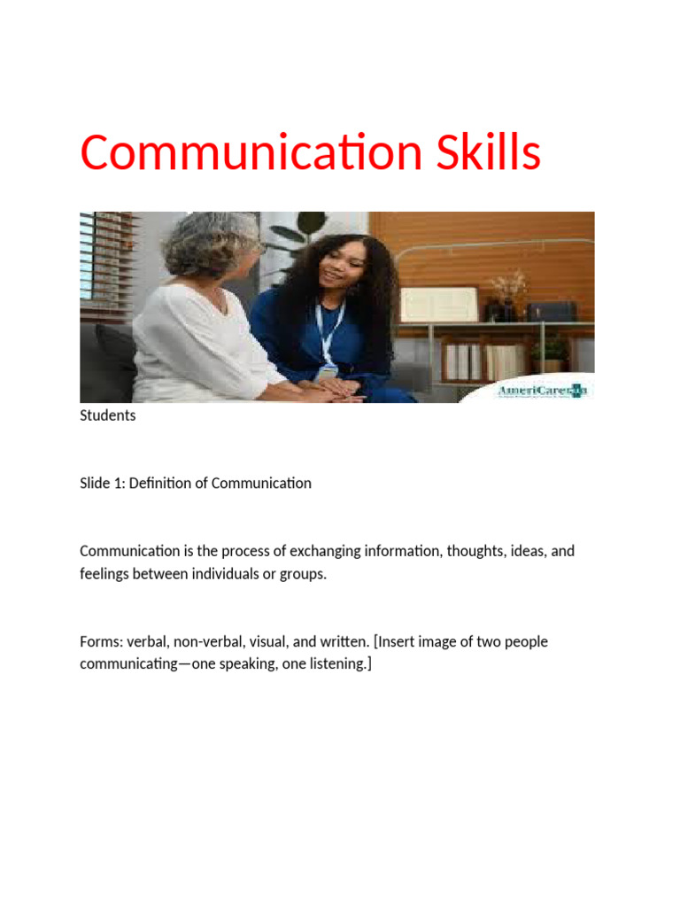 Communication Skills For Caregiver | PDF | Communication | Nonverbal ...